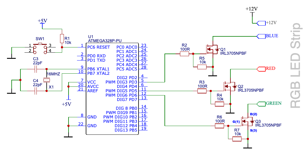 MOSFET IRL3705N, sterowanie taśmą RGB LED - Arduino dla strasznych lamerów
